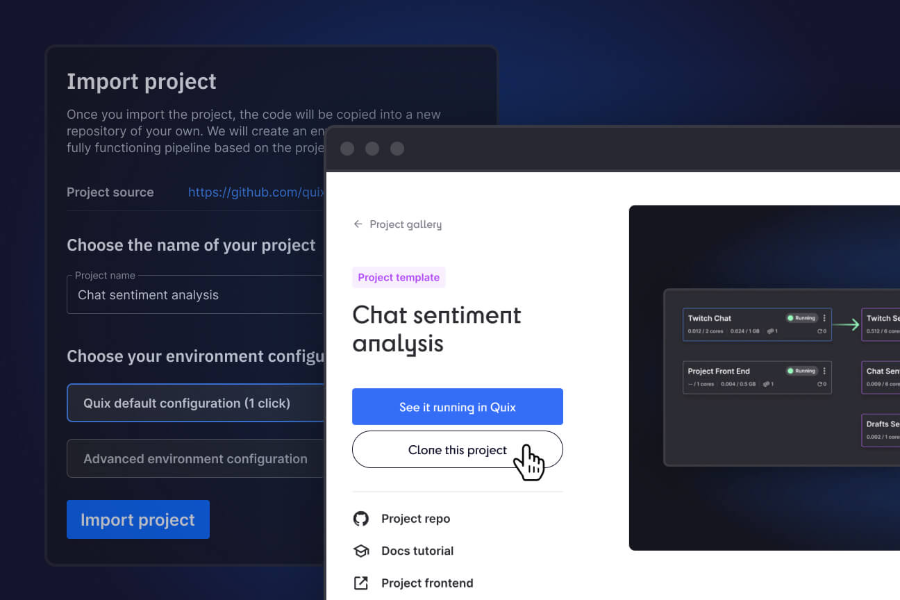 How to create a project from a template in Quix